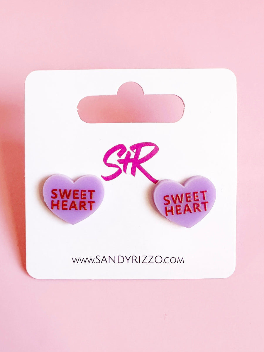 Purple Conversation Heart Stud – Sandy + Rizzo