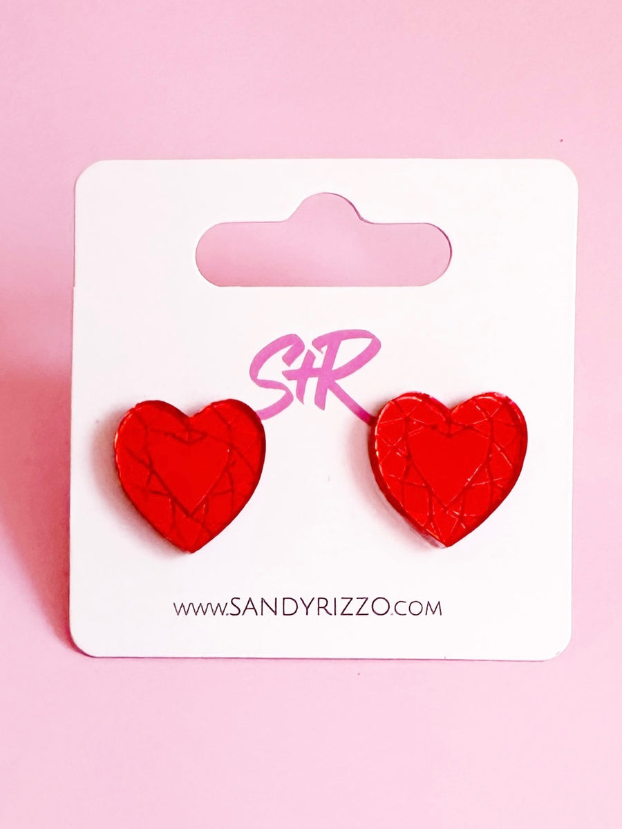 Red Gem Heart Stud – Sandy + Rizzo