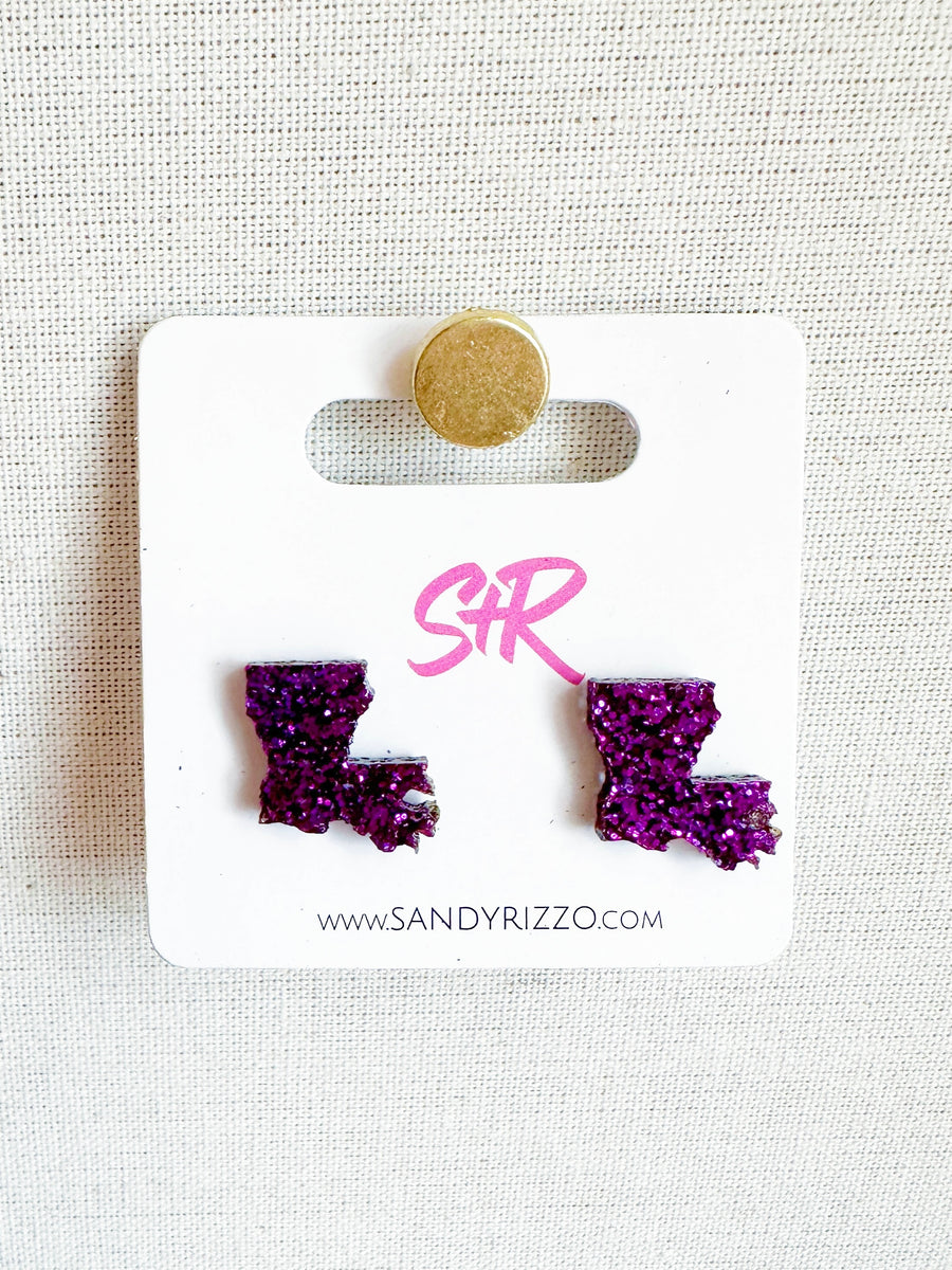 Purple Glitter Louisiana Stud – Sandy + Rizzo