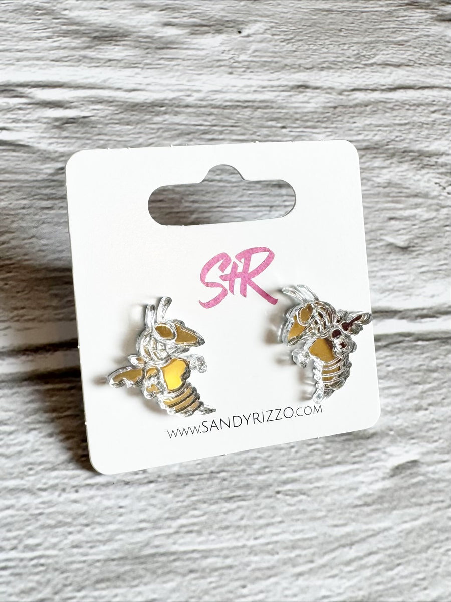 Silver Mirrored Hornet Stud – Sandy + Rizzo