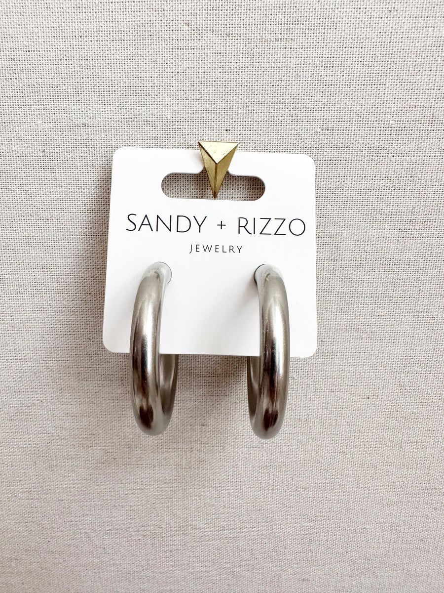 Brushed Silver Hoop – Sandy + Rizzo