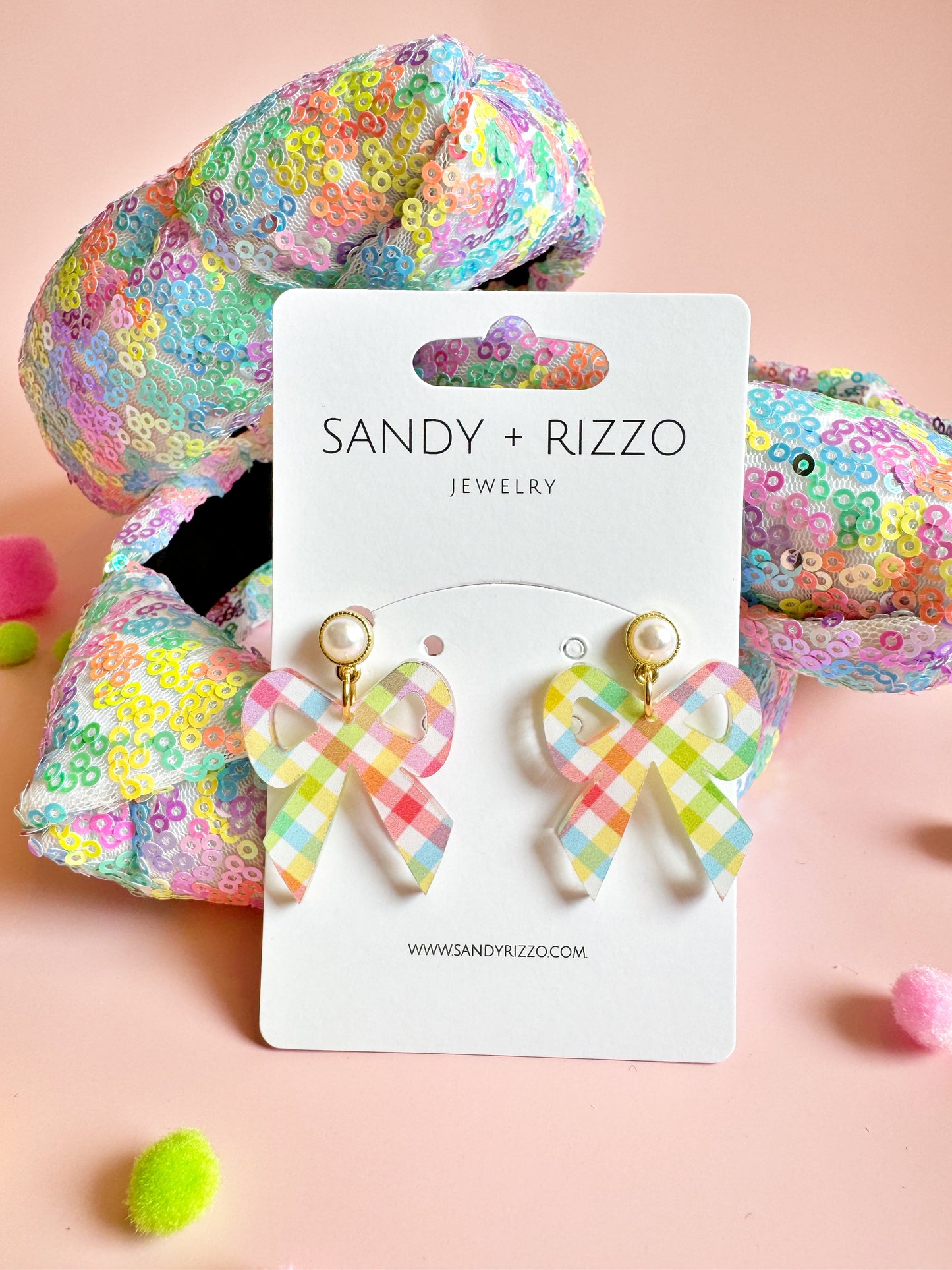 Rainbow Gingham Bow – Sandy + Rizzo